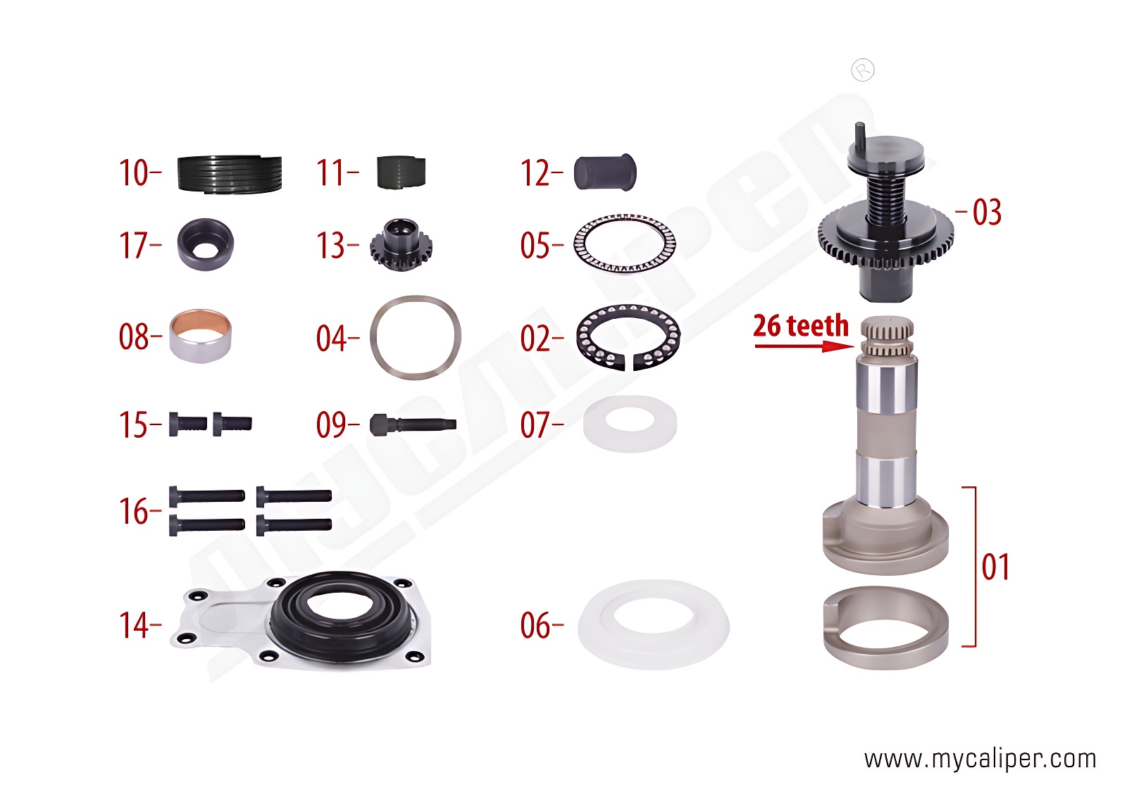 Caliper Overhaul Repair Kit (Front - Left)